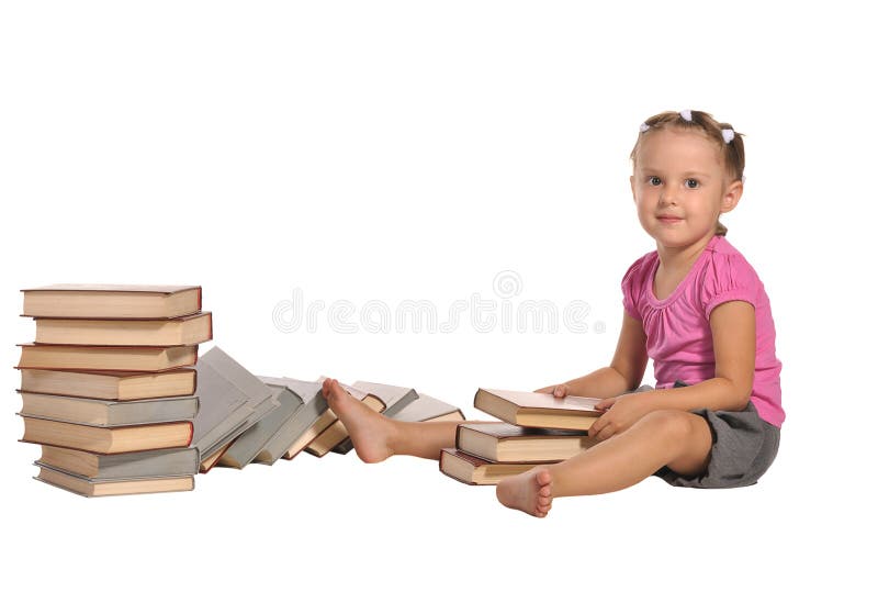 Nice Little Girl Sitting on Pile of Books Stock Image - Image of little ... Nice Little Girl Sitting on Pile of Books Stock Image - Image of little ...