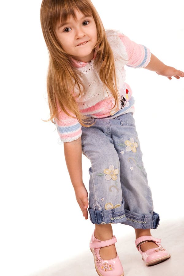 Nice Little Girl Portrait On White Stock Photo - Image of close, dress ...