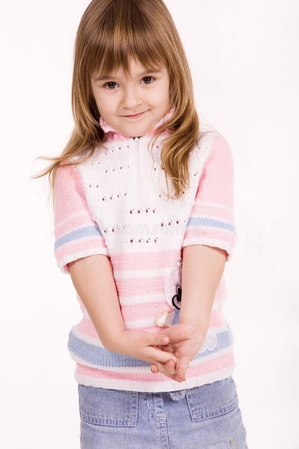 Nice little girl on white stock photo. Image of energy - 4651460
