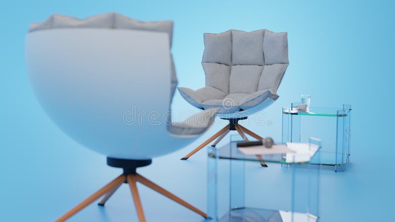 Nice Looking 3D Interview Chair Setting in Front of Blue Backdrop ...