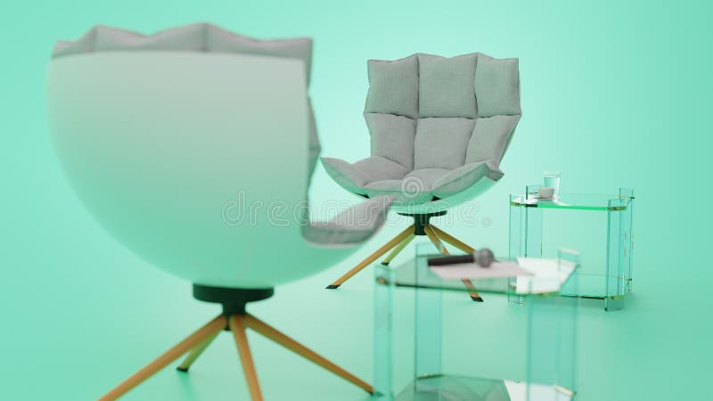 Nice Looking 3D Interview Chair Setting in Front of White Backdrop ...