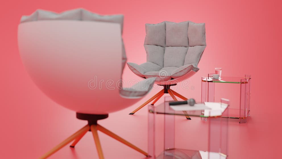 Nice Looking 3D Interview Chair Setting in Front of White Backdrop ...