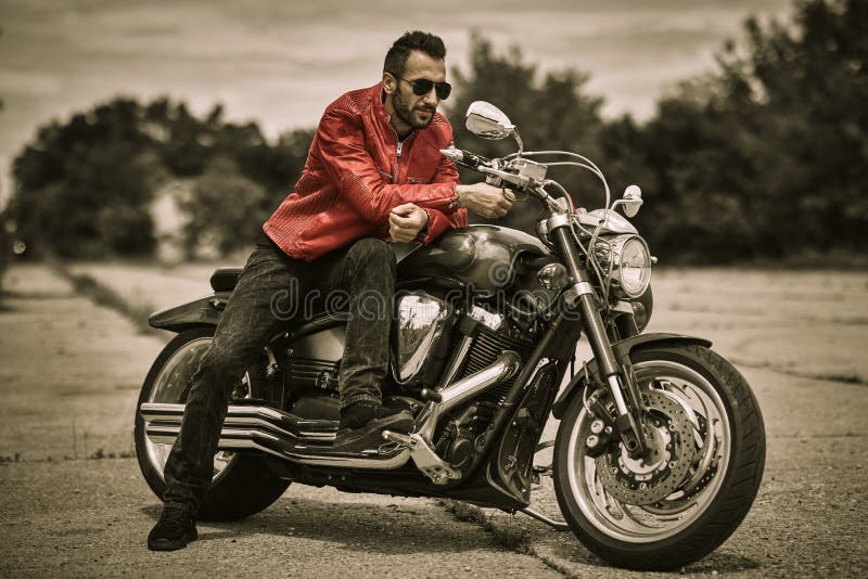 Man on a Chopper Motorcycle Stock Photo - Image of motorcycle ...