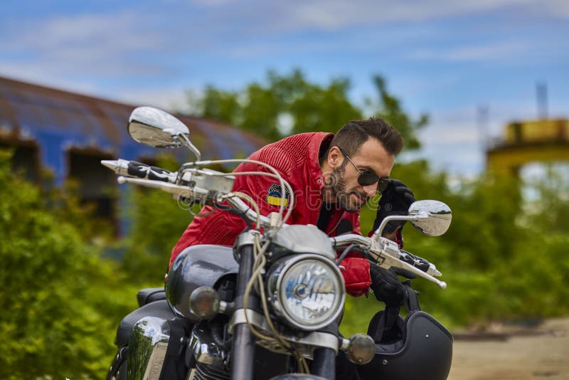 Man on a Chopper Motorcycle Stock Photo - Image of biker, driver: 221371164
