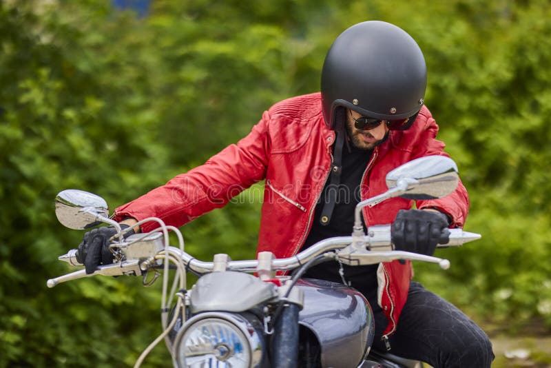 Man on a Chopper Motorcycle Stock Image - Image of pose, male: 221371181