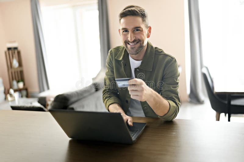 Nice Man Making Order His Laptop Home Stock Photos - Free & Royalty ...