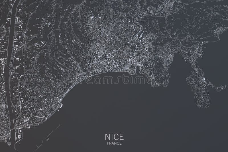 Nice Map, Satellite View, France Stock Image - Image of france, city ...