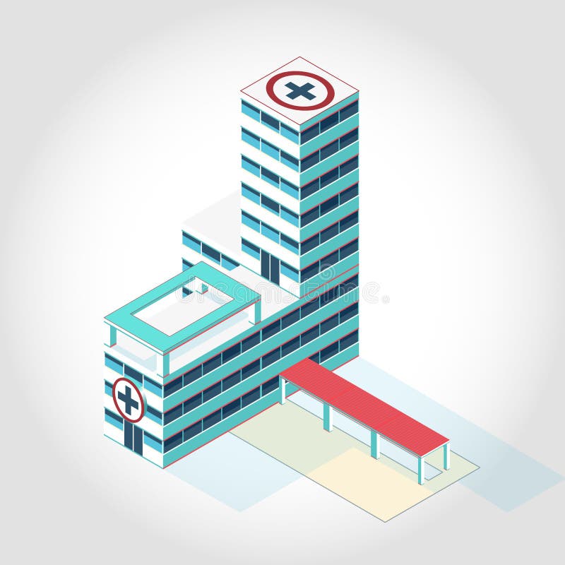 Nice Medical Isometric Building. Stock Vector - Illustration of care ...