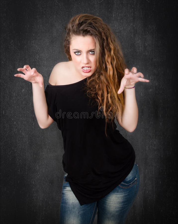 Nice model aggressive pose stock photo. Image of claw - 35603198