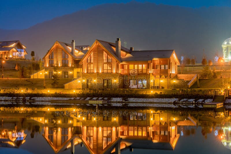 Nice Modern House Near Lake Stock Photo - Image of estate, hotel: 59021852