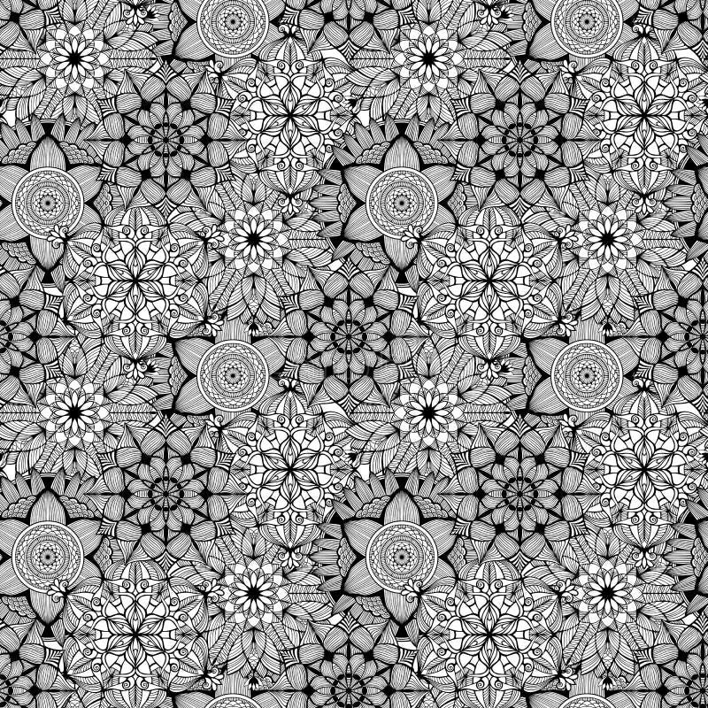 Nice Monochrome Mandala. Vector Seamless Pattern. Stock Vector ...