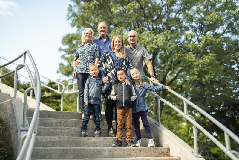 A Nice Multi Generation Family Portrait Outside Stock Image - Image of ...
