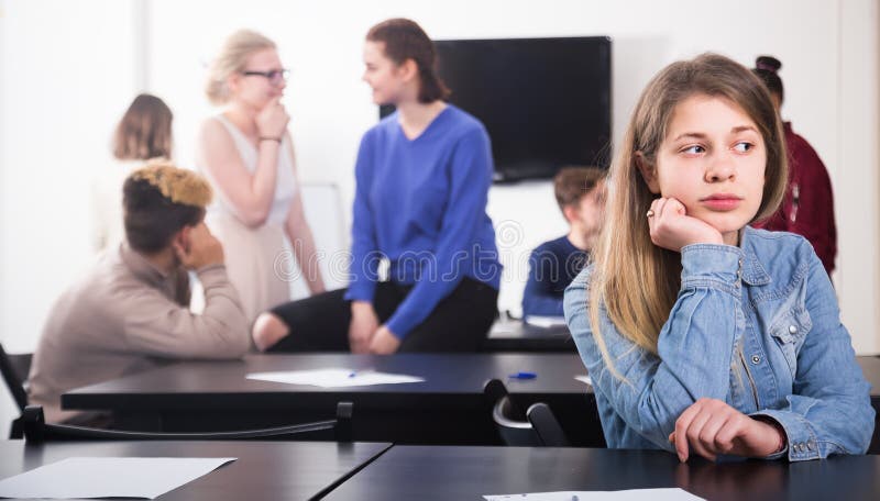 Nice New Female Student Feeling Shy at Recess Stock Image - Image of ...