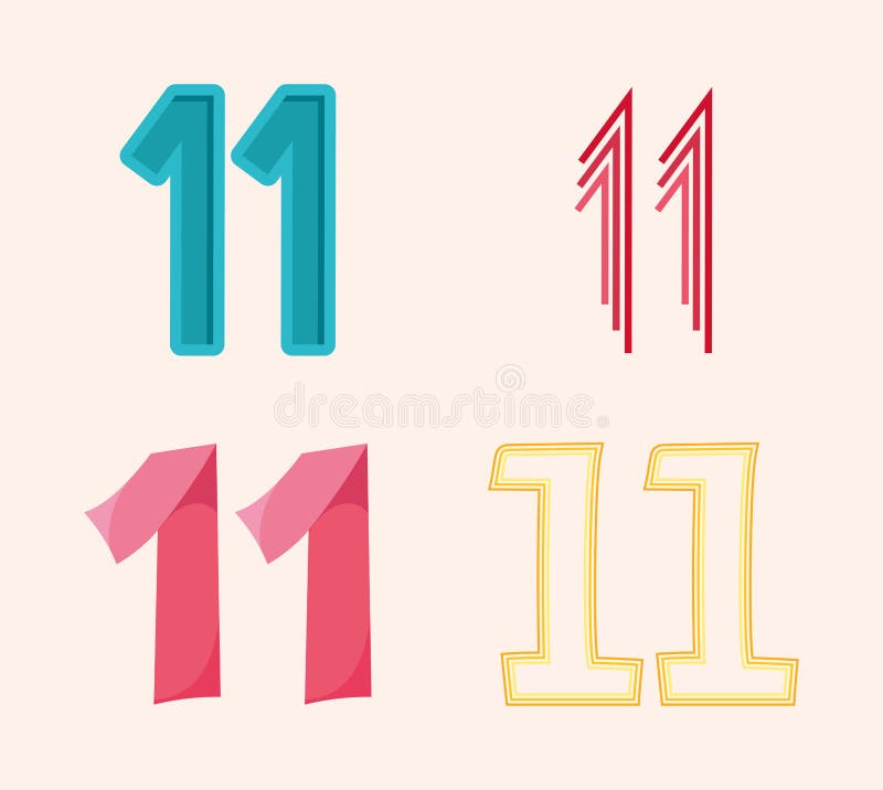 Nice numbers eleven stock vector. Illustration of portion - 231865128