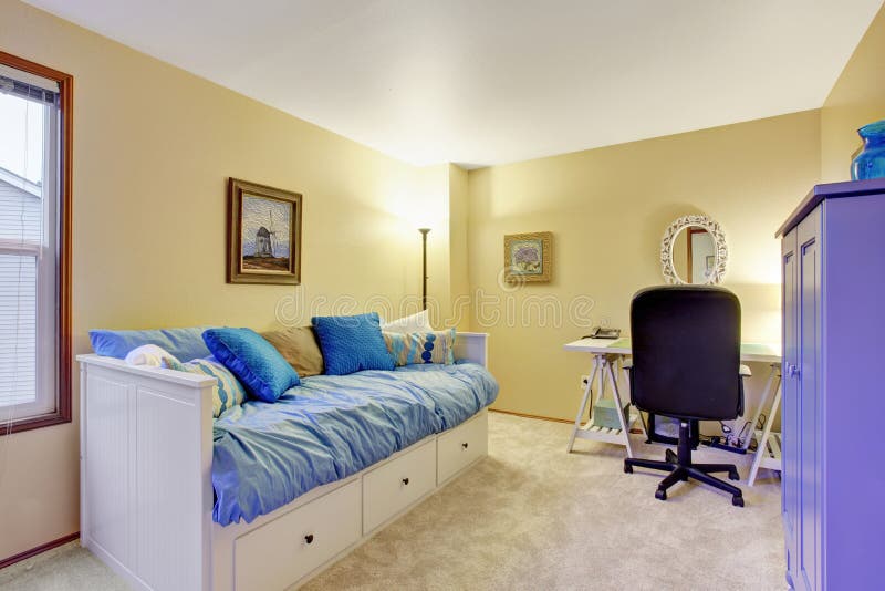 Nice Office Room with Desk and Couch. Stock Image - Image of ...