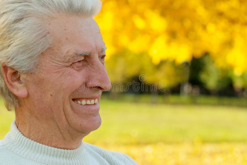 Senior Man Relaxing in Autumn Landscape Stock Photo - Image of human ...