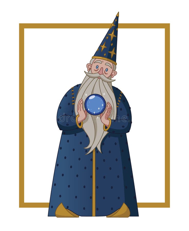 Blue Old Wizard Character stock vector. Illustration of sorcerer - 45334041