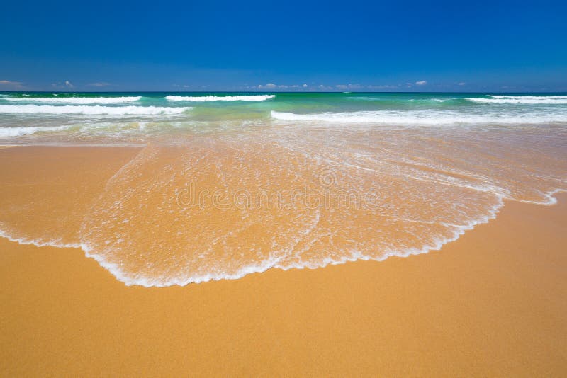 Nice Open Seashore with Rock on the Beach Stock Image - Image of summer ...