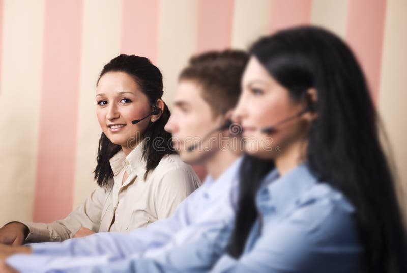 Nice Operator Woman with Her Team Stock Photo - Image of adult, group ...