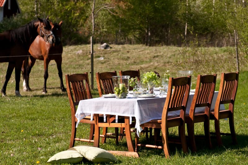 Nice Outdoor setting stock image. Image of party, wood - 12069259