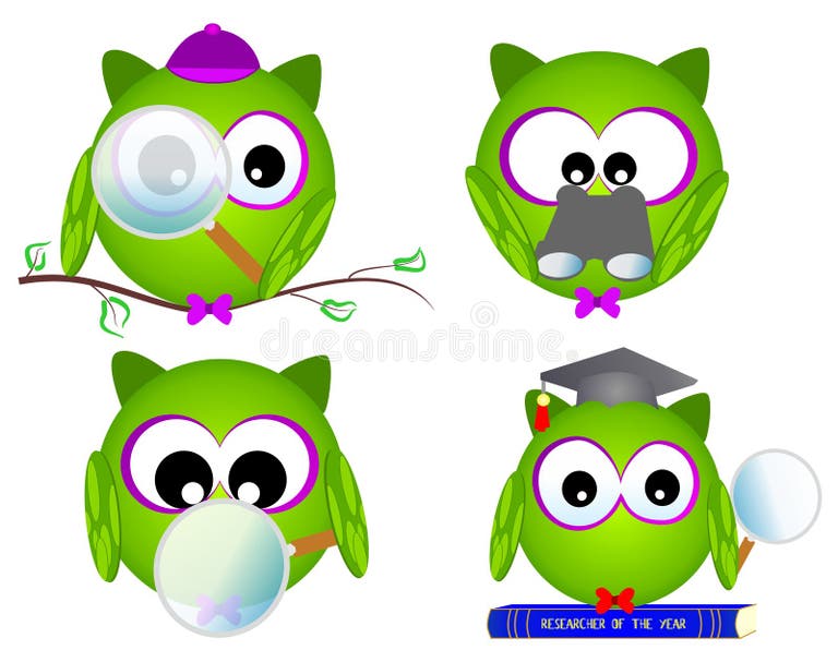 Nice Owl researcher stock vector. Illustration of green - 20007207