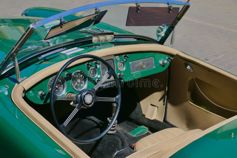 Nice Panoramic View of a Classic Car and Its Details. Stock Photo ...