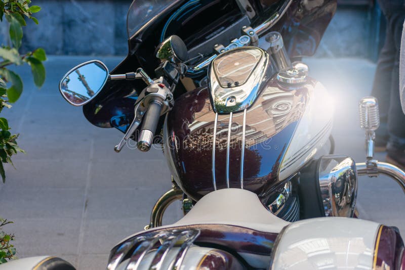 Nice Parked Motorcycle with Colors and Chrome Plating Stock Photo ...