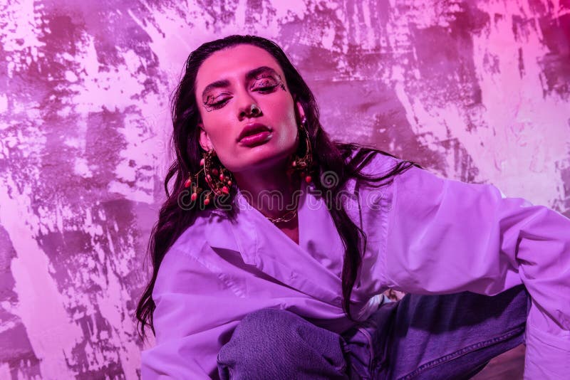 Nice Pensive Woman Showing Her True Self Stock Photo - Image of ...