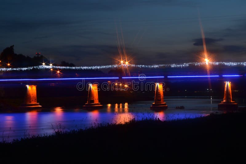 Bridge at night time stock photo. Image of bridge, time - 124437532