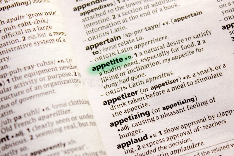 Appetite Word or Phrase in a Dictionary Stock Image - Image of ...