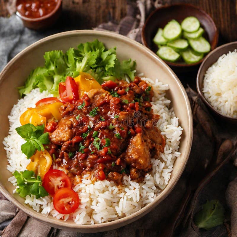 A Nice Plate of Rice with Stew Source Stock Image - Image of rice ...