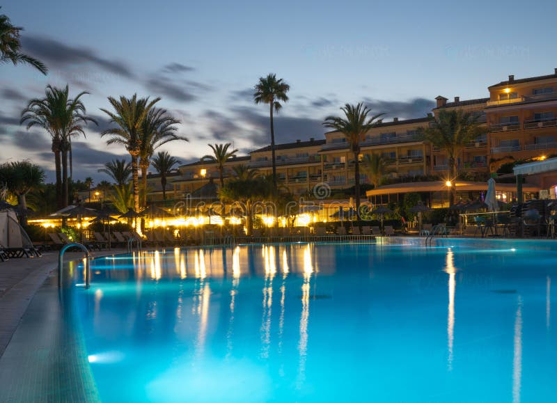 Nice Pool at Night Long Exposure Editorial Stock Photo - Image of ...