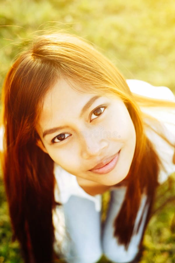 Nice Portrait of a Young Beautiful Girl with a Bright Sunshine Stock ...