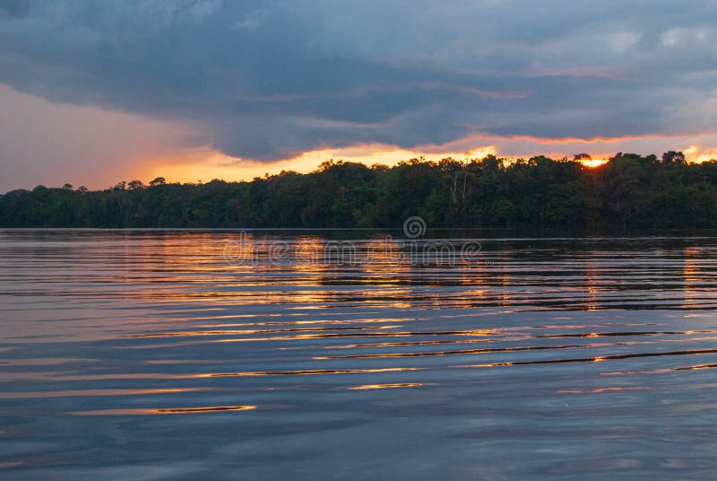 Nice Postcard a Sunset or Sunrise in the Amazon River of South America ...