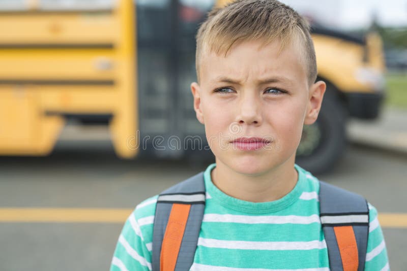 Pre Teen Boy Outside at School Stock Photo - Image of informal, focus ...
