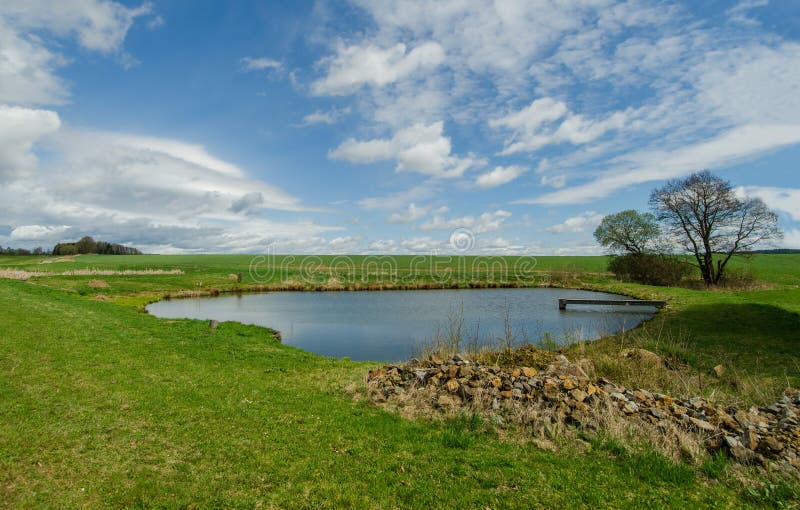 Nice Private Pond and Sunny Day Stock Image - Image of bank, nice: 70393985