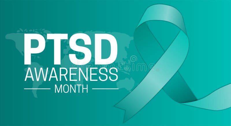 Nice PTSD Awareness Month Teeal Background Illustration Stock Vector ...