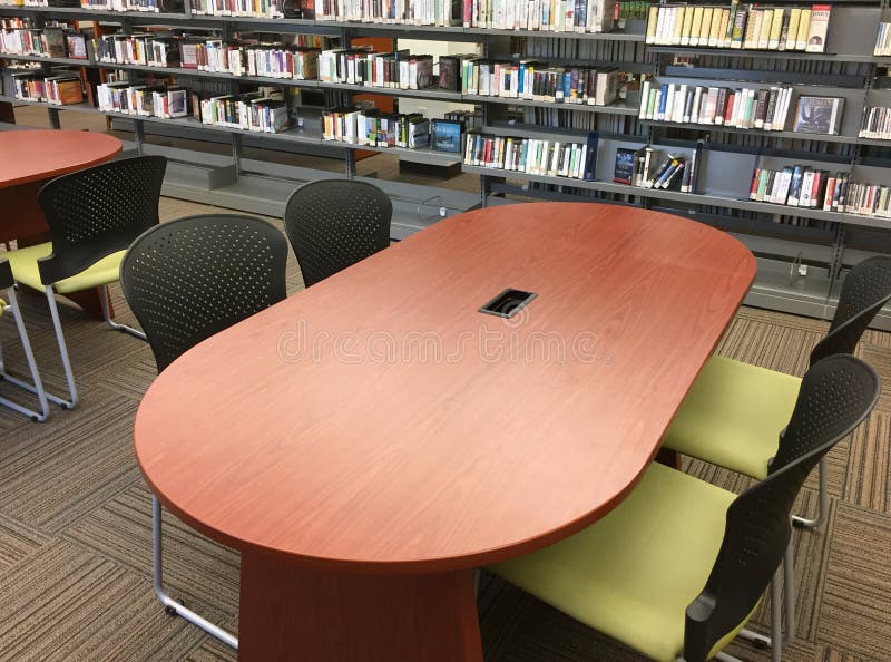 Nice Public Library with Desk and Chairs Editorial Image - Image of ...
