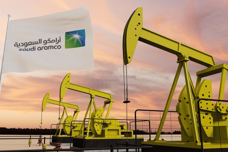 Nice Pumpjack Oil Extraction and Cloudy Sky in Sunset with the SAUDI ...