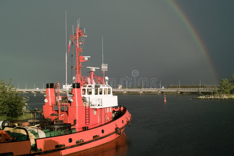 Nice rainbow view of port. stock photo. Image of gdansk - 22968580