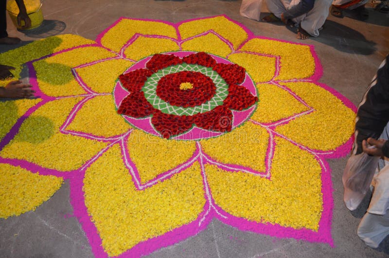 Beautiful Rangoli Made by Flower Editorial Photo - Image of program ...