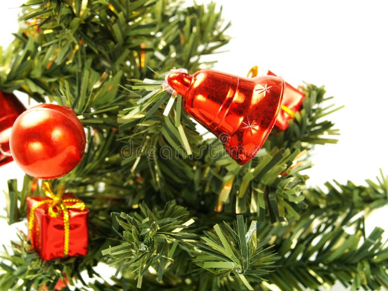 Nice Red Bell, Bauble on Christmas Tree Stock Photo - Image of ...