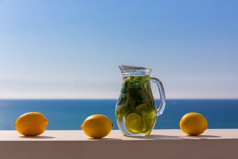 Nice Refreshments at Summer Hot Day on Blue Sky and Sea Natural ...