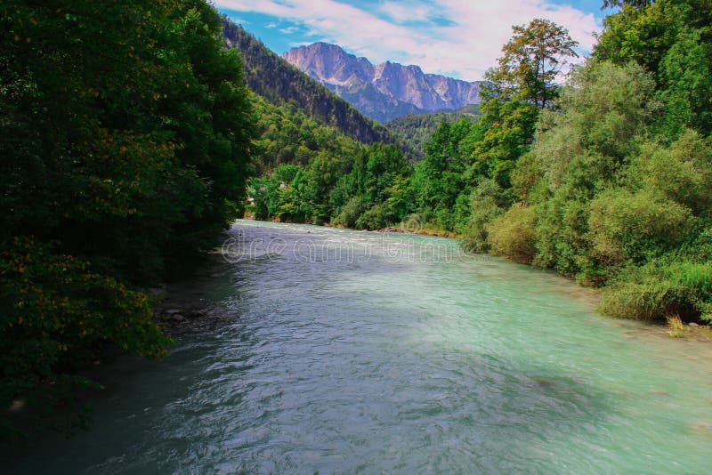 Nice River in the Bavarian Alps Stock Photo - Image of boat ...
