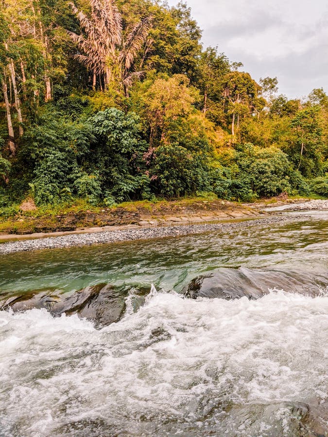 Nice River With Smooth Water Surface And Trees In Frost Stock Photo ...