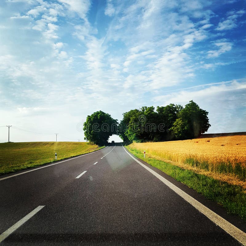 Nice road via nature. stock image. Image of awesome, clouds - 59686917