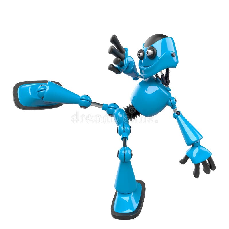 Nice Robot Doing Some Karate Kicks Stock Illustration - Illustration of ...