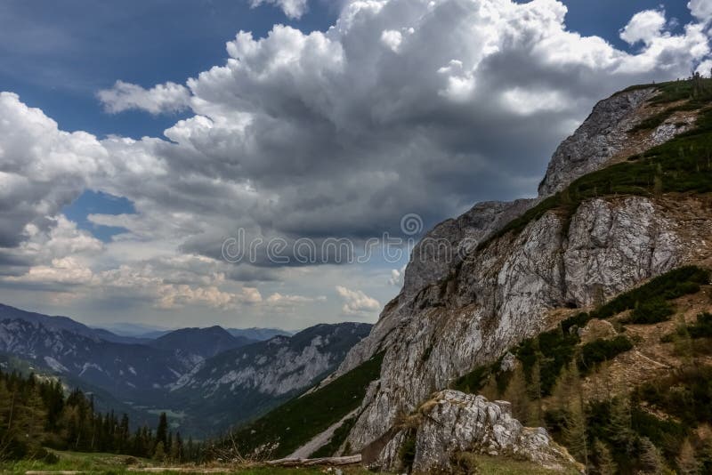 Nice Rocks and Mountains with Wide View and White Clouds Stock Photo ...
