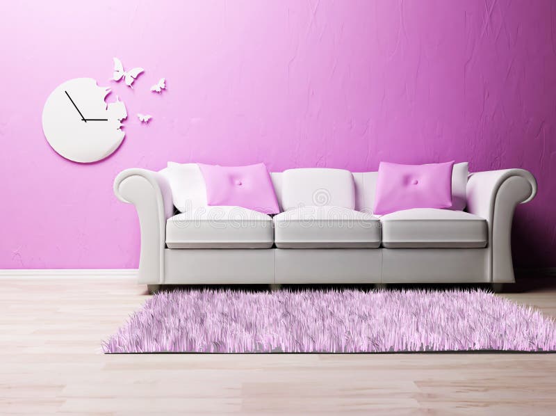A Nice Romantic Interior with a Sofa Stock Illustration - Illustration ...
