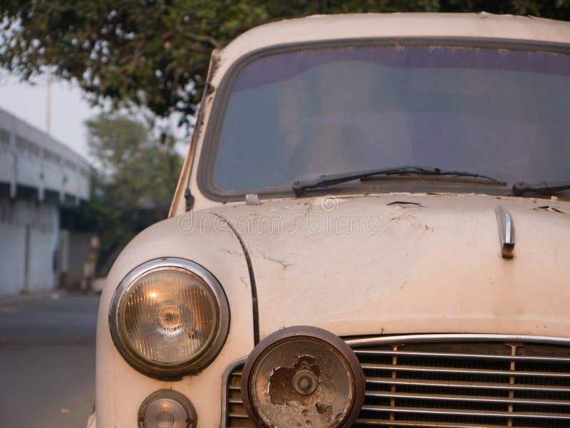 Rusty White Car Parked on a Street of Chennai, India Editorial Photo ...